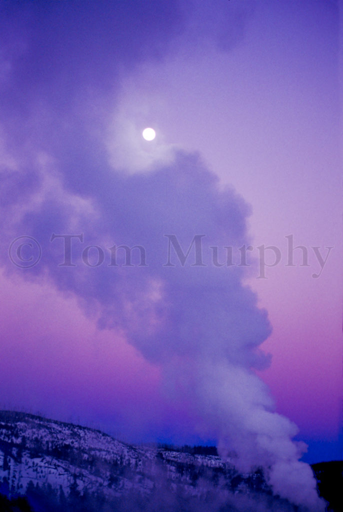 Old Faithful Steam Moon Purple – Tom Murphy Photography
